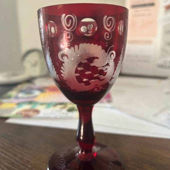 Other | Vintage Engermann Bohemian Fine Crystal Cordial Glass Ruby Red ...
